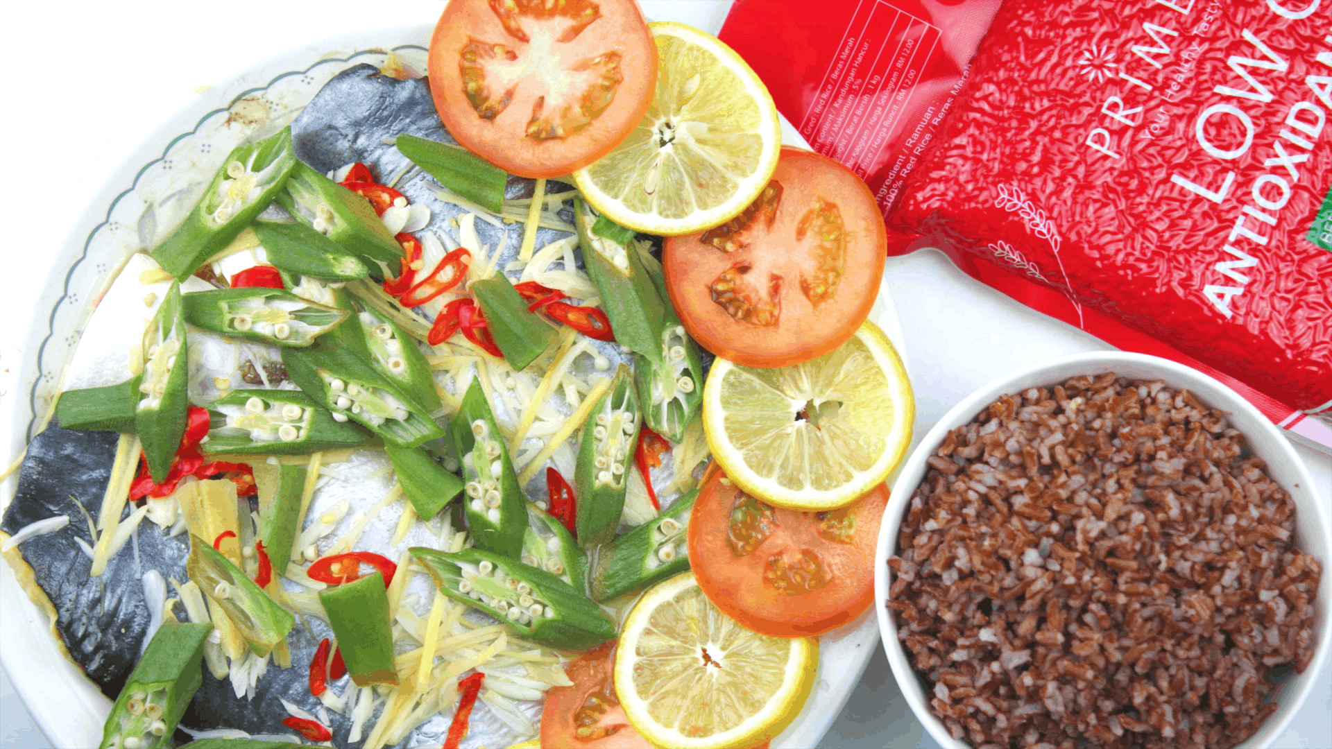 Lemon Patin Fish with Healthy Red Rice - Primera Rice